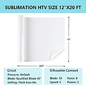 HTVRONT Sublimation Vinyl for Dark/Light Fabric - 12" X 20FT Sublimation HTV Matte - Sublimation Blanks for Sublimation Shirts/Bag/Hat/Pillow