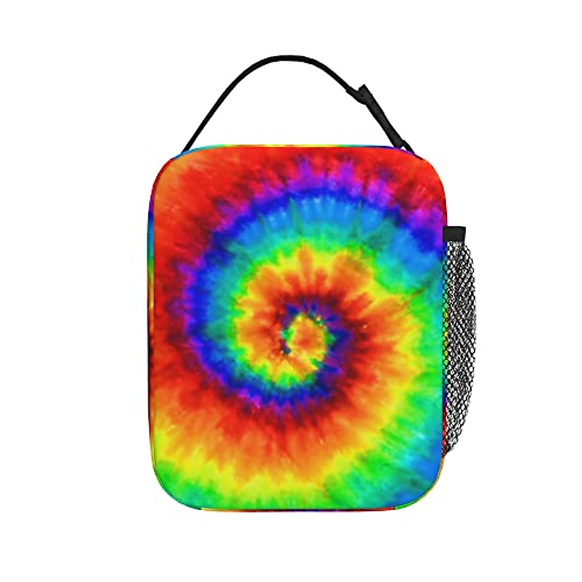 Tie Dye Lunch Bag for Kids boys girls Women Men,Reusable Insulated Lunch Box,Large Capacity Tote Bag for School, Work, Picnic, Travel (Rainbow, One Size)