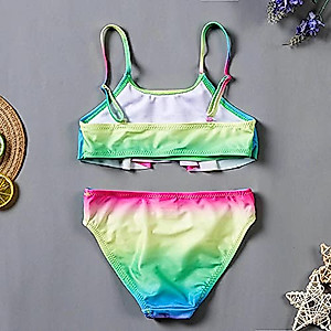 Summer Floral Crisscross Girls' Cute Print Leopard Swimsuit Back Two-Piece Girls Swimwear Girls (Green, 16-18 Years)