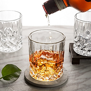 LANFULA Crystal Whiskey Glass, Premium Old Fashioned Glasses Set of 4 In Gift Box. Rocks Tumbler for Drinking Scotch Bourbon Cocktail Whisky 10oz