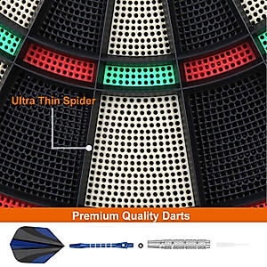 Biange Electronic Dart Board, Digital Soft Tip Dart Boards, Dartboard Set 13.5” Target Area, 27 Games and 243 Variants with 12PCS 18g Darts, 4 LED Displays, 100 Tips, Flights, Support 16 Players