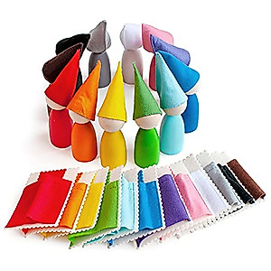 Ulanik Large Peg Dolls with Hats and Beds Toddler Montessori Toys for 3 Year Old + Wooden Waldorf Dolls for Learning Color Sorting and Counting — 12 Gnomes