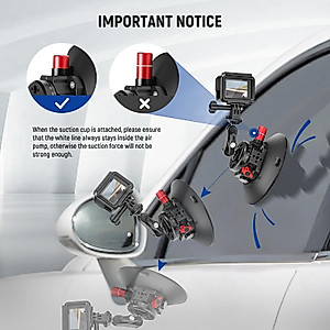 Neewer 6" Camera Suction Mount with Ball Head Magic Arm, 1/4" 3/8" ARRI Mounting Holes, Metal Car Mount for GoPro Action Camera/Camera/Phone, Air Pump Vacuum Suction Cup on Car or Window Glass, CA013
