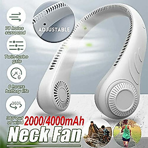 TECKEEN Personal Air Cooler Neck Fan Bladeless USB Rechargeable Hands-Free Fan for Women Men Office