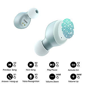 TOZO T6 True Wireless Earbuds Bluetooth 5.3 Headphones Touch Control with Wireless Charging Case IPX8 Waterproof Stereo Earphones in-Ear Built-in Mic Headset Premium Deep Bass Blue (2022 Upgraded)