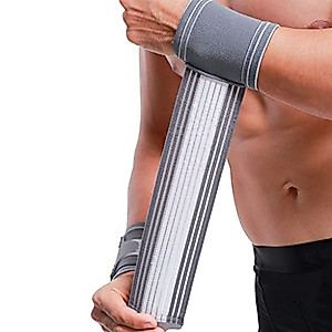 NeoTech Care Wrist Band - Adjustable Compression Strap - Elastic & Breathable Fabric - Support Sleeve for Tennis, Sports, Exercise - Men, Women, Right or Left - Grey Color (Size M, 1 Pair)
