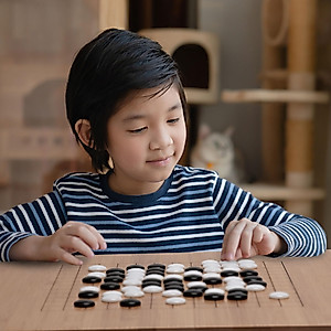 Yellow Mountain Imports Bamboo 0.8-Inch Etched Reversible 19x19 / 13x13 Go Game Set Board with Single Convex Melamine Stones and Bamboo Bowls Set - Classic Strategy Board Game (Baduk/Weiqi)