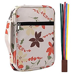 Bible Covers for Women, Book Carrying Case Bible Bag with Bookmark and Protective with Handle and Zipper Pocket - Holds & Protects Standard 10.2" Bibles(Brown)
