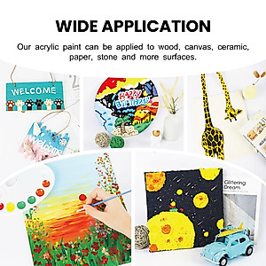 Acrylic Paint Set Non Toxic 24 Vibrant Colors Acrylic Paint No Fading Rich Pigment for Kids Adults Artists Canvas Crafts Wood Painting