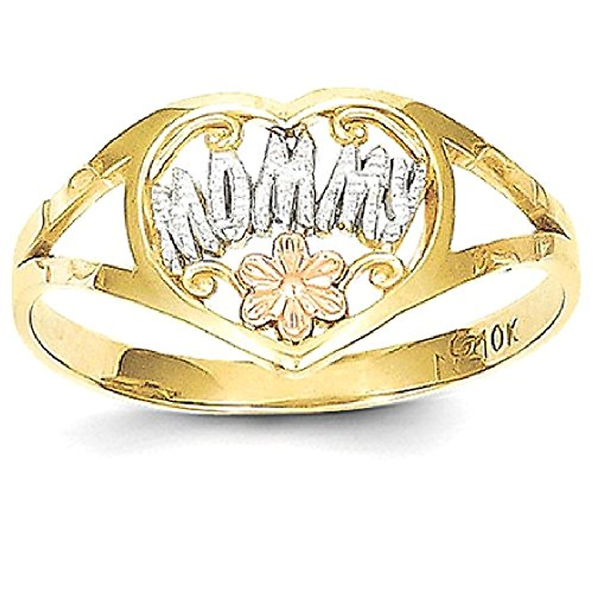 IceCarats 10K Yellow Gold Mommy Heart Love Ring Size 7
