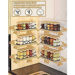 SWTYMIKI 6 Pack Spice Rack Wall Mount Rainbow Design Hanging Spice Shelf Organizer for Cabinet Strong & Stable Metal Seasoning Organizer for Kitchen Cabinet Wall and Pantry Organization Storage,Black