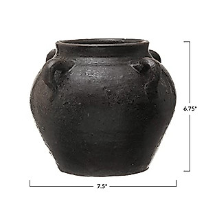 Creative Co-Op Found Decorative Clay Jar, Distressed Black, 7''