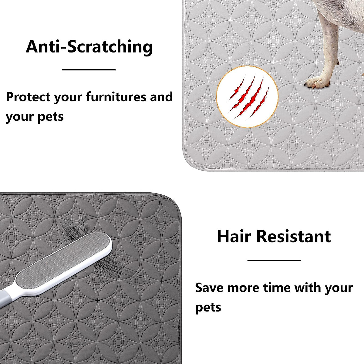 Tuffeel Waterproof Dog Blanket, 82x82 inches Pet Couch Covers for Sofa, Bed Furniture Protector from Dogs Washable and Reversible-Lightgrey+Darkgrey