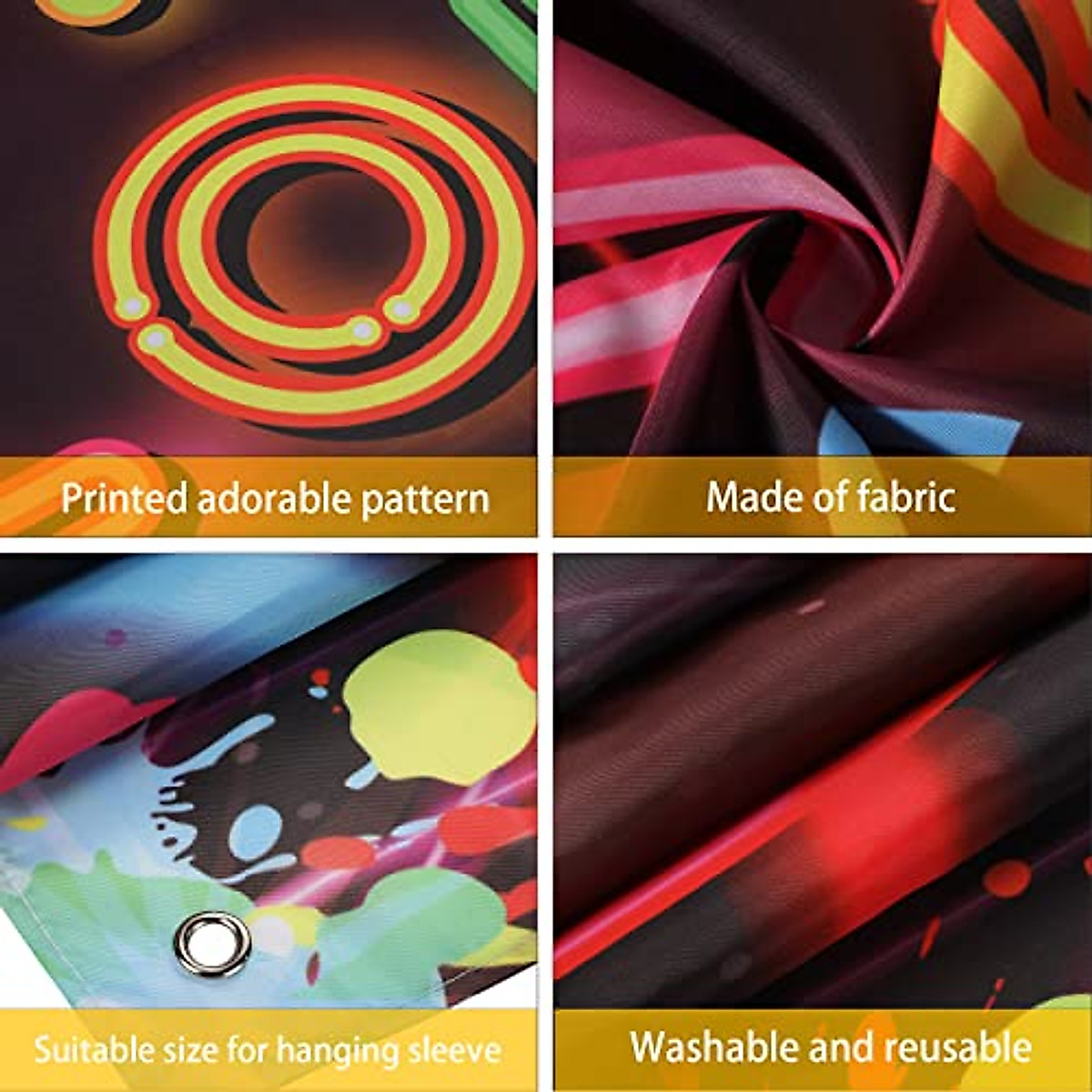 Neon Glow Party Backdrop Fabric Let Glow Background Glow Party Themed Backdrop Halloween Neon Birthday Party Decorations for Neon Themed Party Birthday Party, 5.9 x 3.6 Ft