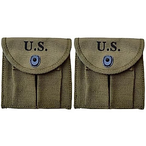 (Pack of 2) U.S WWII M1 Carbine Buttstock Ammo Ammunition Cartridge Magazine Pouch WW2