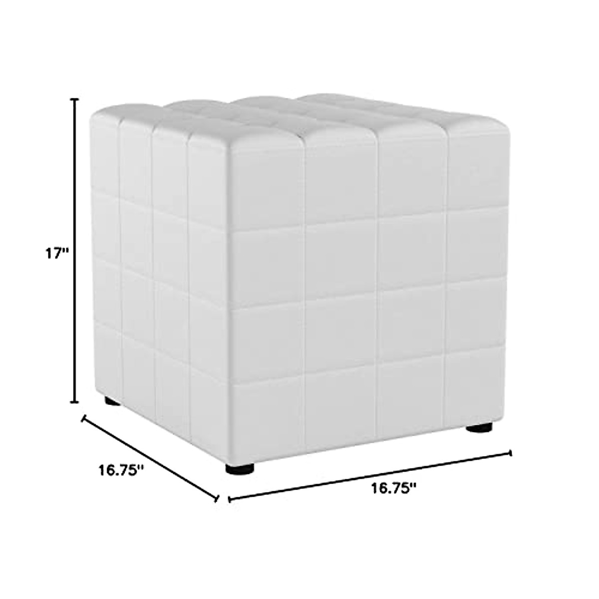 FIRST HILL FHW Altair Square Faux-Leather Ottoman - Moonlight White