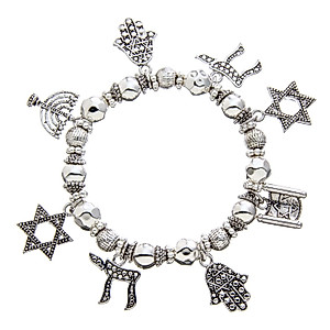 PammyJ Jewish Jewelry Hebrew Charm Stretch Bracelet