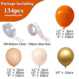 Sugoiti Fall Autumn Balloon Garland Arch Kit 142pcs Balloons Party Decorations Coral Red Blush Gold White Sand for Thanksgiving Halloween Birthday Homecoming Housewaring Country Weddings Celebrations