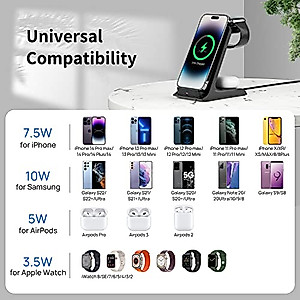 Wireless Charging Station for Apple Products - Thick Case Friendly 3 in 1 Wireless Charger Stand for iPhone 14 13 12 11/Apple Watch/Airpods, (Adapter Included)