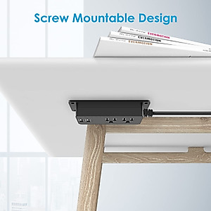 Power Strip with USB,2 AC Outlets 2 USB Charging Ports Mounting Power Center,6.5fT Power Strip Heavy Duty Extension Cord,Mountable Under Desk/Table Wall Socket(Black)