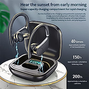 Led Digital Display Touch-Control Wireless Earphones Bluetooth TWS Stereo Earbuds Waterproof Noise Cancelling Headset with Mic Ear Hooks for Play Games Sport