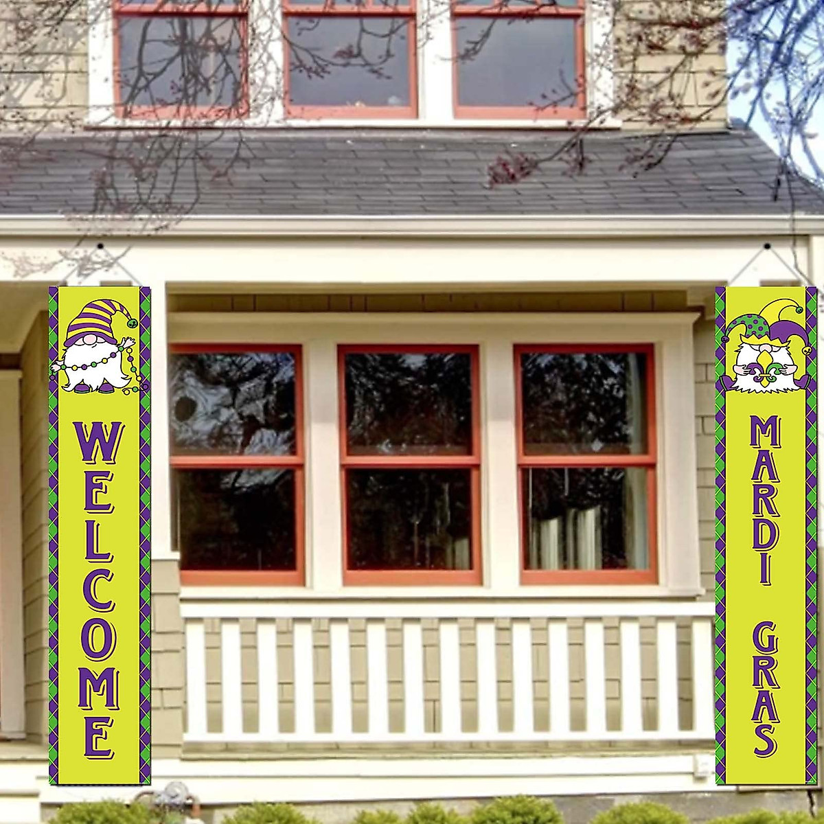 ZDX 2 PCS Mardi Gras Carnival Decor Banner Circus Carnival Baby Shower Carnival Birthday Party Porch Sign Hanging Flag for Home Front Door Yard Decoration Door Banner Sign (71' x 12'in)