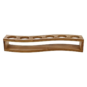 Espresso Measuring Cup Shot Glasses Serving Tray Wood: Rustic Wooden Shot Glass Holder for Drinking Serving Display Storage Restaurant Bar Party Beige 6 Slot Soju Glass