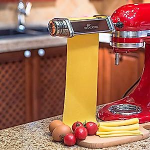 Pasta Roller Attachment for KitchenAid Stand Mixer, Stainless steel Pasta Roller Attachment with 8 Adjustable thickness knob by Gvode