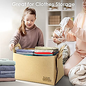 iPlay, iLearn 2pcs Kids Toy Box Storage Organizers, Felt Fabric Foldable Toy Storage Bins & Chests for Boys, Girls, Toddlers Room, Toybox for Playroom, Bedroom, Nursery, Living Room 15.7"x10.8"x10"