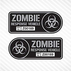 Zombie Response Vehicle Sticker Set Vinyl Decal Gun Metal Car Truck SUV Decal Badge Halloween