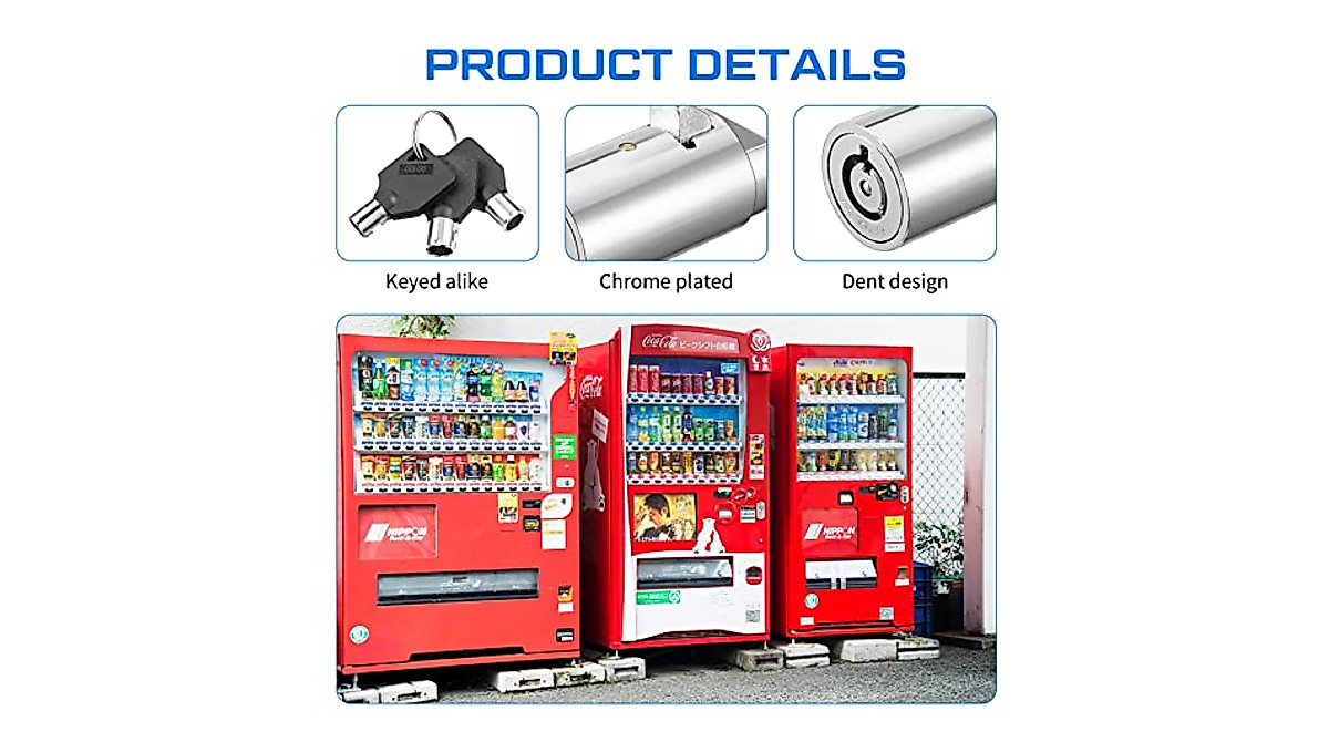 High-Security Vending Machine Locks Set - 4 Pack with Tubular Key