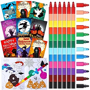 Funrous 24 Set Halloween Coloring Books Party Favors with Crayons Mini Halloween Coloring Book Bulk Activity Book Pages for Trick or Treat Goodie Bags Stuffers Birthday Party Gifts Prizes Supplies