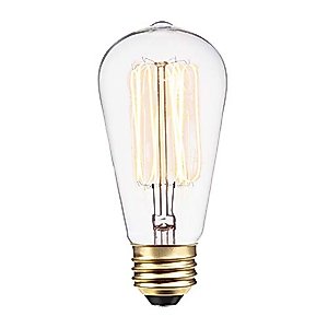 Globe Electric 01321 60W Vintage Edison S60 Squirrel Cage Incandescent Filament Light Bulb, E26 Base, 220 Lumens, 2200 Kelvin, Edison Bulbs, Vintage Light Bulbs, E26 Light Bulb, Home Improvement