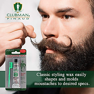 Clubman Moustache Wax with Brush Comb - Neutral 14g
