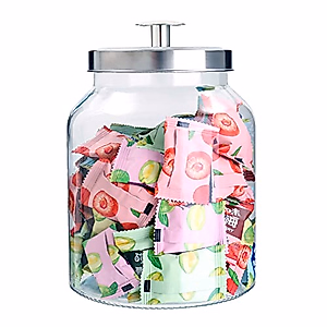 Gorgeous Home Glass Jar with Metal Lid Decorative Candy Jar Large Apothecary Jar Wide Mouth Storage Jar for Pantry Kitchen Bathroom (Glass(3L))