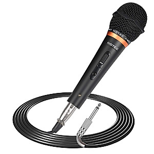 HOTEC Premium Vocal Dynamic Handheld Microphone with 19ft Detachable XLR Cable and ON/Off Switch (Metal Black) (H-W07)