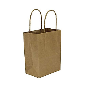 Creative Hobbies Small Kraft Paper Gift Handle Bags - Weddings, Favors, Goody Bags - Wholesale Pack of 25 Bags