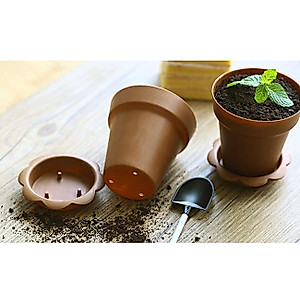 Healthcom 20 Pcs 180ml Ice Cream Dessert Cup Flowerpot Cake Cups with Lids Shovel Scoop 20 Sets Flower Pot Cups Mousse Cake Cups Jelly Yogurt Cup Salad Bowls Snack Bowls Container for Party Wedding
