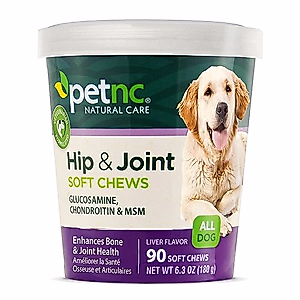 PetNC Natural Care Hip and Joint Soft Chews for Dogs, 90 Count,Liver,0.03 pounds