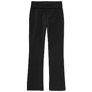 The Children's Place girls Uniform Active Foldover Waist Pants, Black, 5 6 US