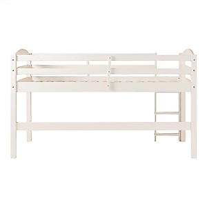 Walker Edison Della Classic Solid Wood Twin over Wood Loft Bunk Bed, Twin Size, White