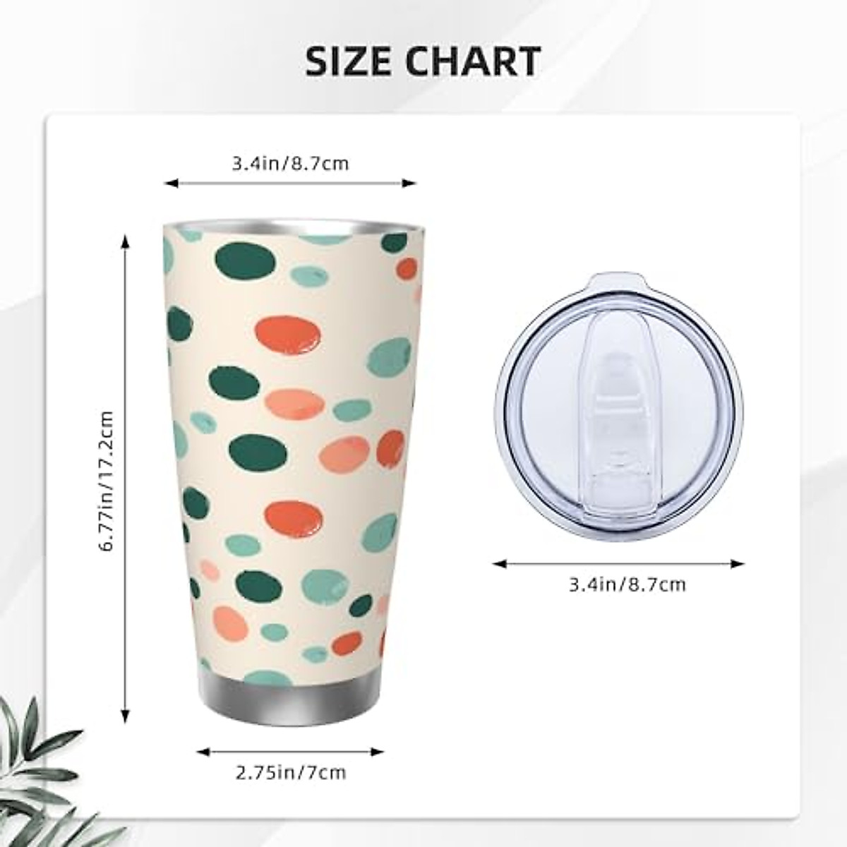AYCZN Polka Dots 20 OZ Tumbler Stainless Steel Travel Coffee Mug, Colorful Insulated Water Bottle with Lid Leakproof Thermal Cup