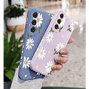 Sunswim Compatible with Galaxy A50 Case Cute Daisy Pattern Full Camera Lens Protection Shockproof TPU Bumper Liquid Silicone Protective Cover Phone Cases for Samsung Galaxy A50/A50s/A30s-Black