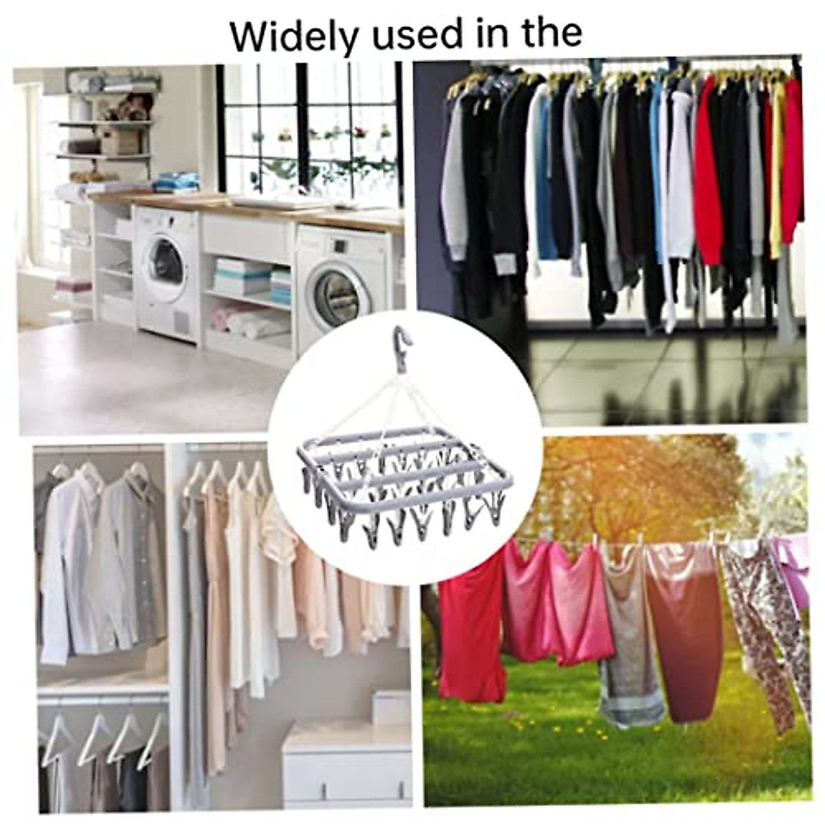 Gcroet Sock Dryer Folding Clothes Drying Rack Rotatable Plastic Underwear Hanger with 32 Windproof Clips Sock Dryer,Sock Hanger,Clothes Drying Hanger,Folding Sock Hanger,Clothes Drying Rack Clips