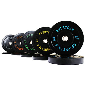 BalanceFrom Color Coded Black Olympic Bumper Plate Weight Plate with Steel Hub, 260LB Set, 2x 10/15/25/35/45LB