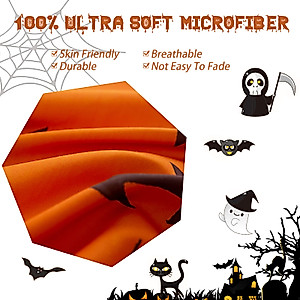 Menghomeus Halloween Duvet Cover Set Queen Size Pumpkin Bedding Set Cartoon Pumpkin Ghost Pattern Fall Festival Themed Comforter Cover Set, 3 Pieces 1 Duvet Cover 2 Pillowcases