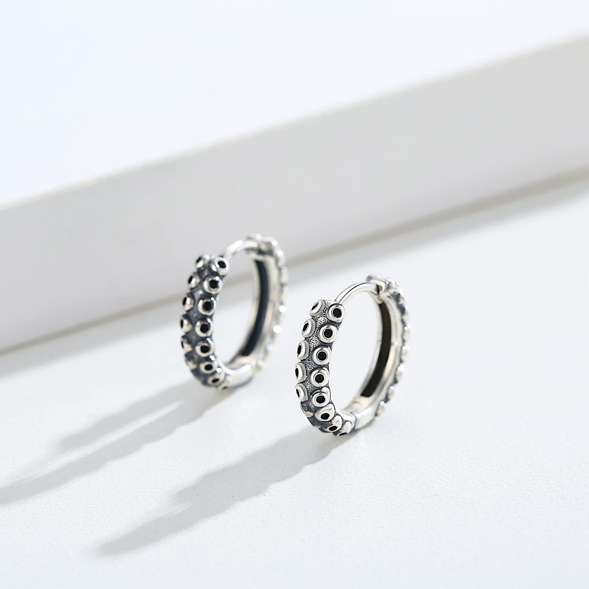 Octopus Tentacle Earrings Sterling Silver Hoop Earrings for Women Punk Goth Jewelry Birthday Gifts