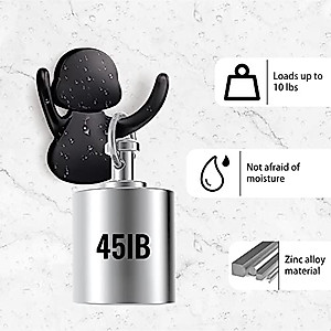 Black Wall Hooks Decorative Coat Hook Wall Mounted Heavy Duty Towel Hook Hardware Robe Hooks Zinc Alloy Double Hooks Single Hook for Hanging Clothes Unique Modern Hooks for Bathroom 3 Pack