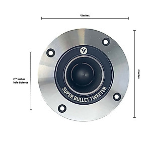 VOYZ 400 Watt Super Tweeter 2KHz - 20KHz - 1” Super Horn Heavy Duty Bullet Tweeter Titanium Diaphragm 4 ohms Chrome Finish with Crossover Capacitor (1 Pair)