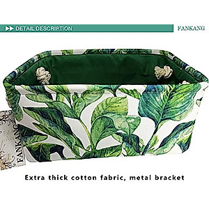 FANKANG Rectangular Laundry Basket Nursery Storage Fabric Storage Bin Storage Hamper,Book Bag,Gift Baskets (Green plant)
